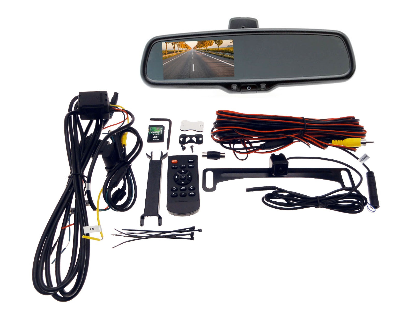 License plate mounted backup camera, Mirror with dash cam and DVR ...